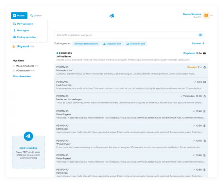 Postbode.nu, digitaal versturen en ontvangen van papieren post
